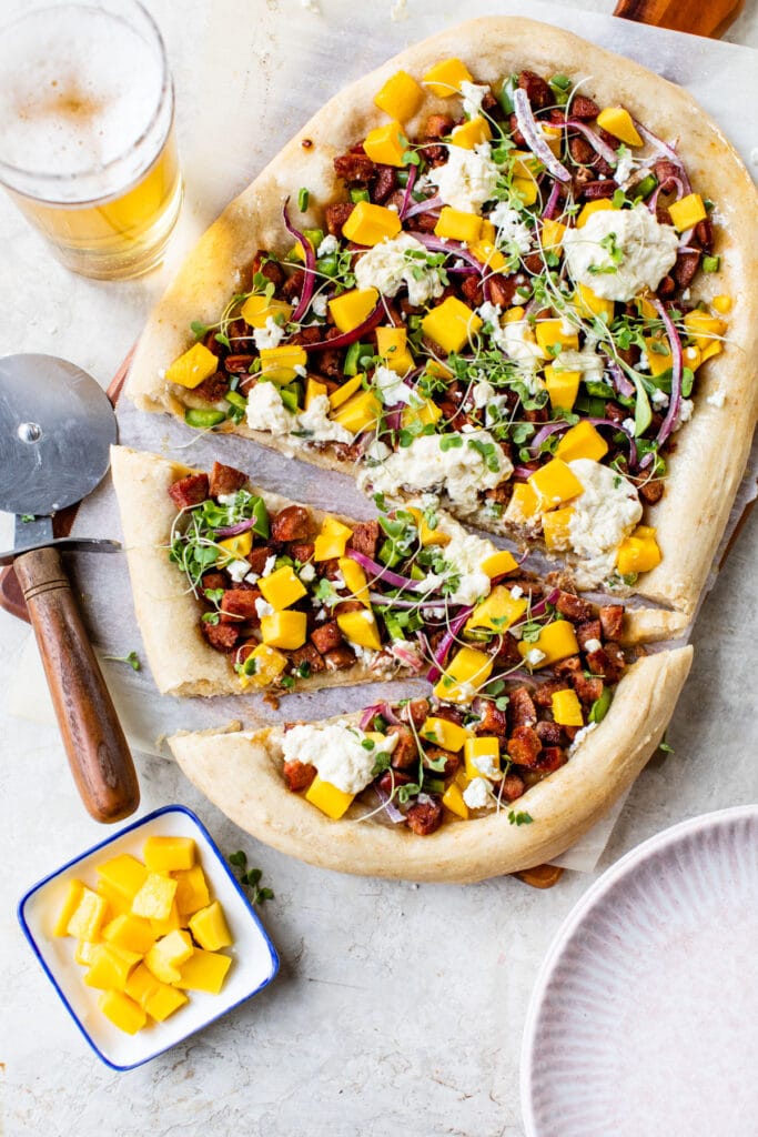 Chorizo Mango Pizza - The Almond Eater