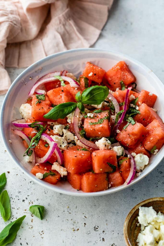 Watermelon Basil Salad - The Almond Eater