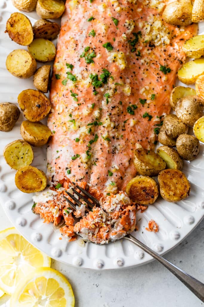 Slow Roasted Salmon and Potatoes - The Almond Eater