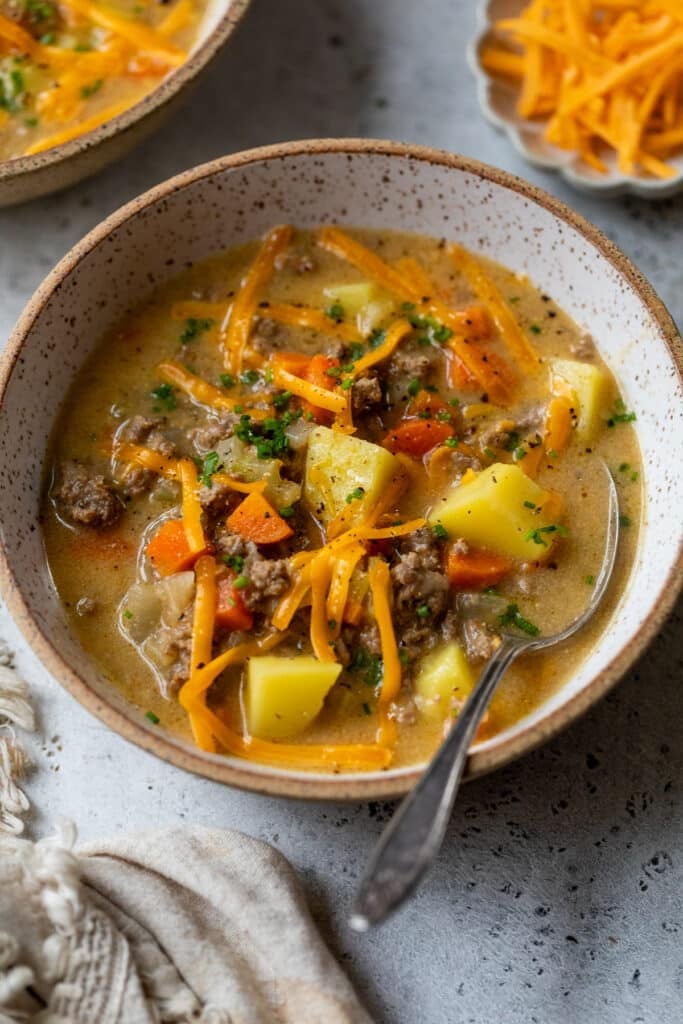 Cheeseburger Soup - The Almond Eater