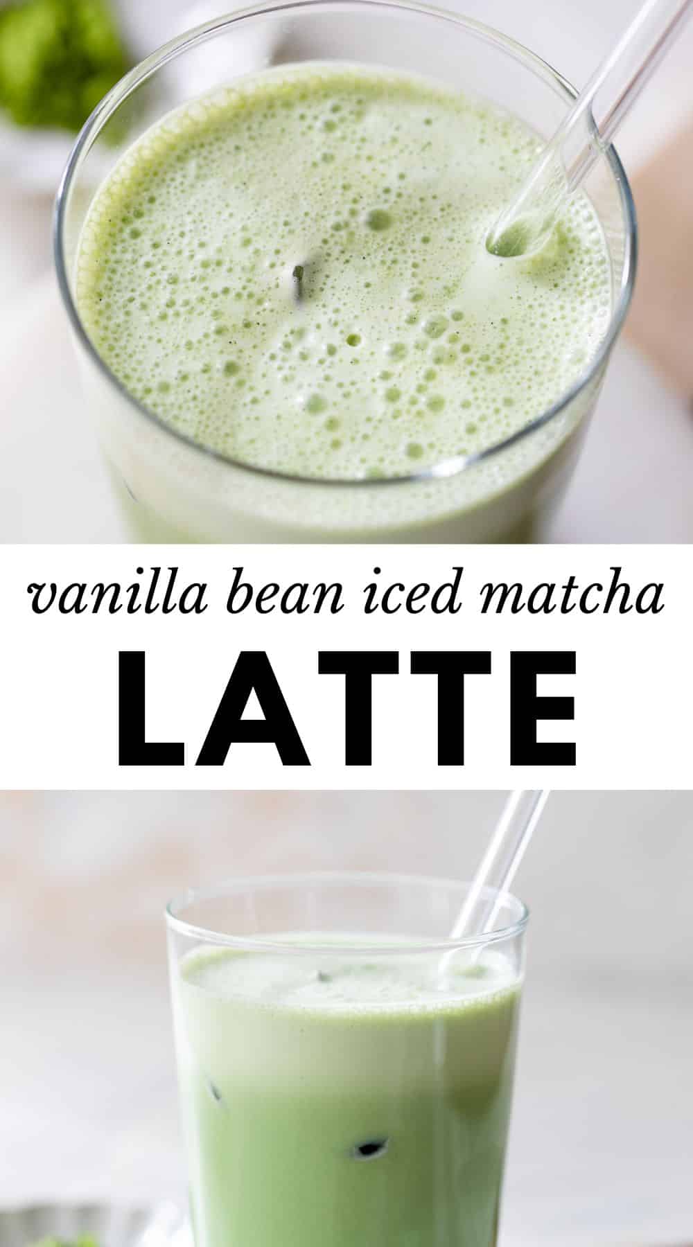Vanilla Bean Iced Matcha Latte - The Almond Eater